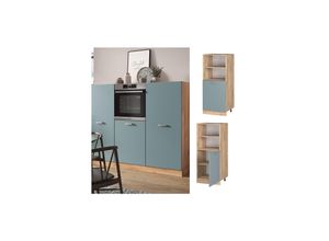 4066731344529 - Vorratsschrank Küchenschrank R-Line Solid Eiche Blau Grau 60 cm modern kleine Tür