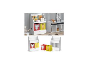 4066731195671 - Kinderregal Bücherregal Wandregal Luigi Weiß 72x96 cm modern Kinderzimmer Regal Spielzeugregal Dekoregal Standregal Aufbewahrungsregal Würfelregal Schublade Ablage Fach freistehend Faltbox