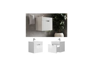 4066731381760 - Badmöbel-Set Stefania Weiß Hochglanz 2-teilig Waschbecken Waschtischunterschrank