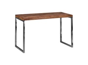 4251745759456 - Schreibtisch ISEN Massivholz Landhausstil verchromtes Metallgestell 50 kg Belastung