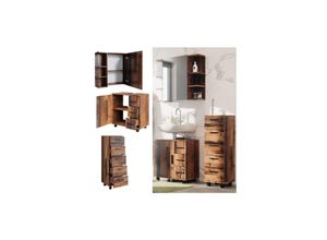 4066731272204 - Badmöbelset Ilias Old Style modern Badezimmerschrank Badschrank Badezimmermöbel Waschtischunterschrank Waschbeckenunterschrank Spiegelschrank Schranktür Schrankfach Schrankschublade