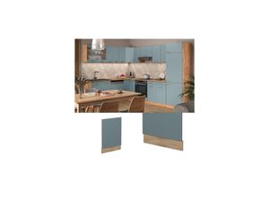 4066731344581 - Geschirrspülerblende Küchenmöbel R-Line Solid Eiche Blau Grau 45 cm modern