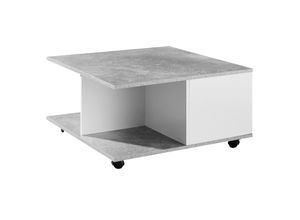 4251745761404 - Couchtisch RAPIDO 70x70x365 cm 2 Schubladen Rollen Melaminharzbeschichtung Weiß Anthrazit