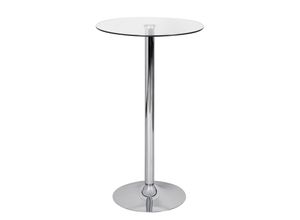 4251745764221 - Glastisch mit 360° Drehfunktion Sicherheitsglas Trompetenfuß Chrom 60 cm Durchmesser