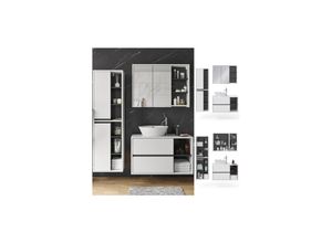 4251421948341 - Badmöbel Set Viola Weiß Spiegelschrank Hochschrank Waschtischunterschrank