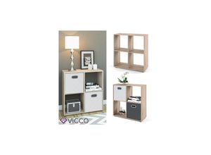 4260486836555 - VICCO Raumteiler TETRA 4 Fächer Eiche Sonoma Bücherregal Würfelregal Standregal