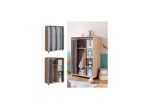 4066731276677 - mobiler Kinderkleiderschrank Dielenschrank Garderobe Doros Sonoma modern 100 x 147 cm Faltboxen offen rollbar