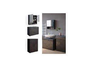 4066731050994 - Badmöbelset Unterschrank Spiegelschrank Badschrank Irma Anthrazit Hochglanz Badmöbel