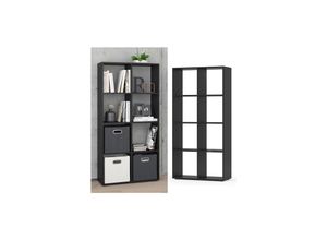 4251421934399 - Raumteiler Scutum 8 Fächer Schwarz 140 x 72 cm - Regal Bücherregal Standregal Aktenregal Raumtrenner