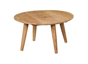 4251745765259 - Runder Couchtisch Massivholz Akazie - 75cm Stabile Holzbeine Pflegeleicht Handgefertigt KADIMA DESIGN