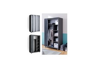 4066731276530 - mobiler Kleiderschrank Dielenschrank Garderobe Doros Grau 100 x 168 cm offen rollbar