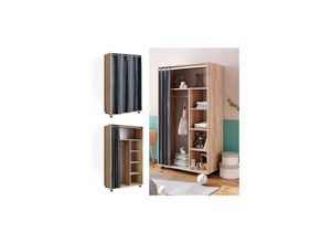 4066731276592 - mobiler Kinderkleiderschrank Dielenschrank Garderobe Doros Sonoma modern 100 x 168 cm offen rollbar