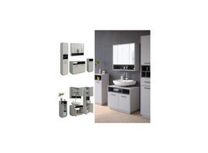 4066731248902 - Badmöbel-Set Badezimmer-Möbel Bad-Schrank Beatrice Grau Anthrazit modern Badezimmerschrank Waschtischunterschrank Spiegelschrank Midischrank Hochschrank Schranktür Schrankfach