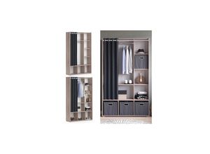 4066731276714 - Kleiderschrank Schlafzimmerschrank Garderobe Luigi Sonoma 106 x 178 cm modern Schrankregal Organizer Vorhang Kleiderstange Fächer Aufbewahrung Ablage