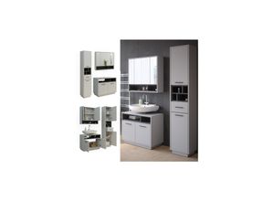 4066731248889 - Badmöbel-Set Badezimmer-Möbel Bad-Schrank Beatrice Grau Anthrazit modern Badezimmerschrank Waschtischunterschrank Spiegelschrank Hochschrank Schranktür Schrankfach