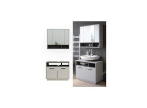 4066731248872 - Badmöbel-Set Badezimmer-Möbel Bad-Schrank Beatrice Grau Anthrazit modern Badezimmerschrank Waschtischunterschrank Spiegelschrank Schranktür Schrankfach