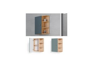 4066731041619 - Hängeschrank Badschrank Badezimmerschrank Fynn Eiche Grün Ablagen Regal