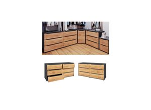 4066731381258 - Sideboard Ruben Goldkraft Eiche Anthrazit 160 x 776 cm mit Schubladen Vicco