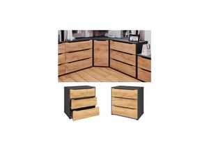 4066731381241 - Sideboard Ruben Goldkraft Eiche 80 x 776 cm mit Schubladen Vicco