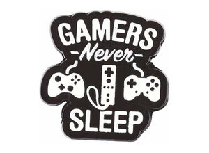 Image of Northix - Brosche, Metall - Gamers Never Sleep