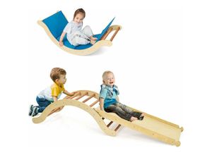 0661706105248 - 4 in 1 Kinder Kletterleiter Set mit umkehrbarer Rampe zum Klettern und Rutschen Holz Kletterbogen KletterdreieckKleinkinderrutsche Leiter-Spielset