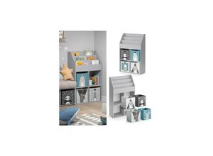 4066731227112 - Kinderregal Bücherregal Wandregal Luigi Hellgrau 72x114 cm modern Kinderzimmer Regal Spielzeugregal Dekoregal Standregal Aufbewahrungsregal Würfelregal Ablage Fach freistehend Faltbox