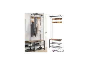 4251421940444 - VICCO Garderobenständer FYRK Garderobe Schuhregal Kleiderständer mit Sitzbank