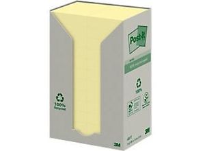 4054596723016 - Post-it Haftnotizen PEFC zertifiziert Recycelt 100% 51 x 38 mm Kanariengelb 24 Blöcke à 100 Blatt