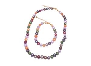 Image of Schmuckset FIRETTI "Multipack Schmuck Geschenk Halskette Armkette" Schmuck-Sets bunt (roségoldfarben, grün, lila, rosa, orange, braun) Damen Brautschmuck