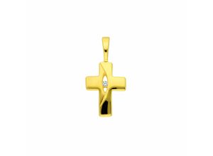 Image of Kette ohne Anhänger ADELIA´S "333 Gold Kreuz mit Zirkonia" Halsketten Gr. Gelbgold 333, goldfarben (gold) Damen Kettenanhänger Ketten ohne Anhänger Halsschmuck