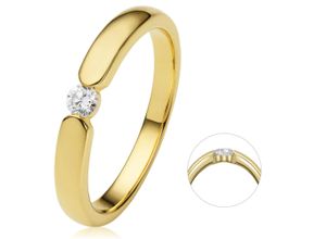 Image of Diamantring ONE ELEMENT "0.13 ct Diamant Brillant Spannfassung Ring aus 750 Gelbgold" Fingerringe Gr. 50, Gelbgold 750-Diamanten, goldfarben (gold) Damen Diamantringe