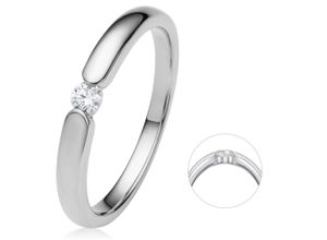 Image of Diamantring ONE ELEMENT "0.08 ct Diamant Brillant Spannfassung Ring aus 950 Platin" Fingerringe Gr. 52, Platin 950-Diamanten, silberfarben (silber) Damen Diamantringe
