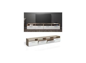 4260486835114 - Lowboard Diego Fernsehschrank Sideboard TV Fernsehtisch Sonoma Weiß