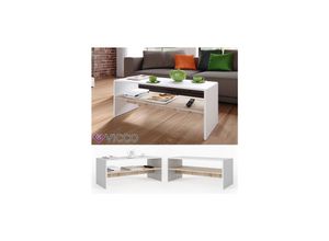 4251421923447 - VICCO Couchtisch Weiß Sonoma Eiche Wohnzimmer Sofatisch Kaffeetisch Tisch