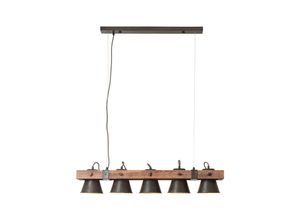 4004353359699 - BRILLIANT Lampe Plow Pendelleuchte 5flg schwarz stahl holz 5x A60 E27 10W gf Normallampen n ent Köpfe schwenkbar Kabel kürzbar - schwarz