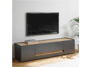 4066075003779 - Lomadox - tv Lowboard modern CRISP-61 in anthrazit mit Absetzungen in Wotan Eiche Nb b h t ca 170 40 45 cm - braun