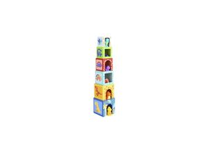 6972633370840 - Tooky Toy Stapelpyramide TF192 Dinosaurier 12-tlg 6 Dinos Stapelturm 64 cm hoch bunt