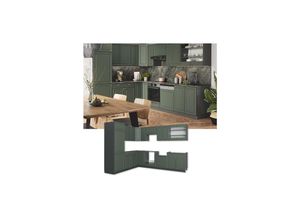 4066731051878 - Eckküche Küchenzeile Einbauküche Fame-Line Landhaus Anthrazit Grün Gold 227x287 cm Spülenunterschrank Schubunterschrank Eckunterschrank Herdumbauschrank Hängeschrank Kühlumbauschrank