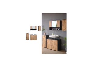 4066731227747 - Badmöbelset Irma Anthrazit Eiche modern 80 cm 30 cm Badezimmerschrank Badschrank Badezimmermöbel Waschtischunterschrank Spiegelschrank Midischrank Hängeschrank Schranktür Schrankschublade