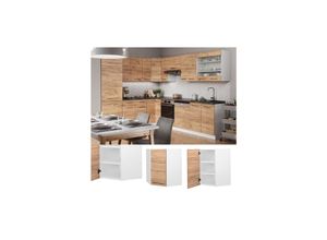 4066731141623 - Eckhängeschrank Küchenschrank Küchenmöbel Fame-Line Weiß Eiche modern 57 cm Küche Einbauküche Eckküche Hängeschrank Drehtür Einlegeboden Küchenzeile