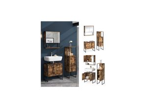 4251421948549 - Loft Badmöbel Set Fyrk Vintage Spiegelschrank Midischrank Waschtischunterschrank