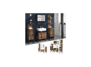 4251421948587 - Loft Badmöbel Set Fyrk Vintage Spiegelschrank Badschränke Waschtischunterschrank