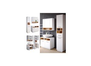 4251421956582 - Badmöbel Set Beatrice Spiegelschrank Waschtischunterschrank Hochschrank