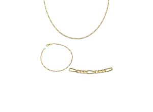 Image of Ketten und Armband Set FIRETTI "Multipack Schmuck Geschenk Gold 333 Halskette Armkette Figarokette" Schmuck-Sets Gr. 60, gelb (gelbgoldfarben) Damen Brautschmuck