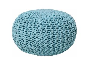 4260580921522 - Beliani - Pouf Hellblau 100% Baumwolle Rund ⌀ 40 cm Elegant Modern