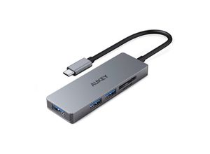 4260397843826 - AUKEY CB-C63 Hub 3-in-1 USB-A und USB-C SD- & microSD-Karten Grau Silber