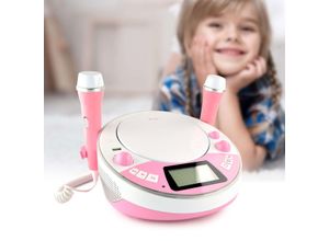 4250679505870 - X4 Tech Bobby Joey Jam Box Kinder CD-Player Bluetooth® AUX CD USB SD Inkl Karaoke-Funktion Inkl Mikrofon Rosa