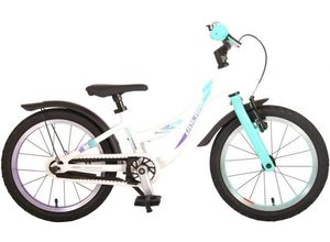 8715347216763 - Volare Glamour Kinderfahrrad - Mädchen - 16 Zoll - Perlmutt Mintgrün - Prime Collection weiß