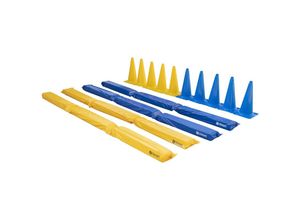 4050075014835 - Pferdegasse gefülltes Set + 10er xxl Pylonen-Set 50 cm blau und gelb - Dönges