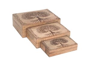 Image of Signes Grimalt - Boxes Life Tree 3 u Boxen und Schmuck Brown Box - 9x25x18cm - Marrón